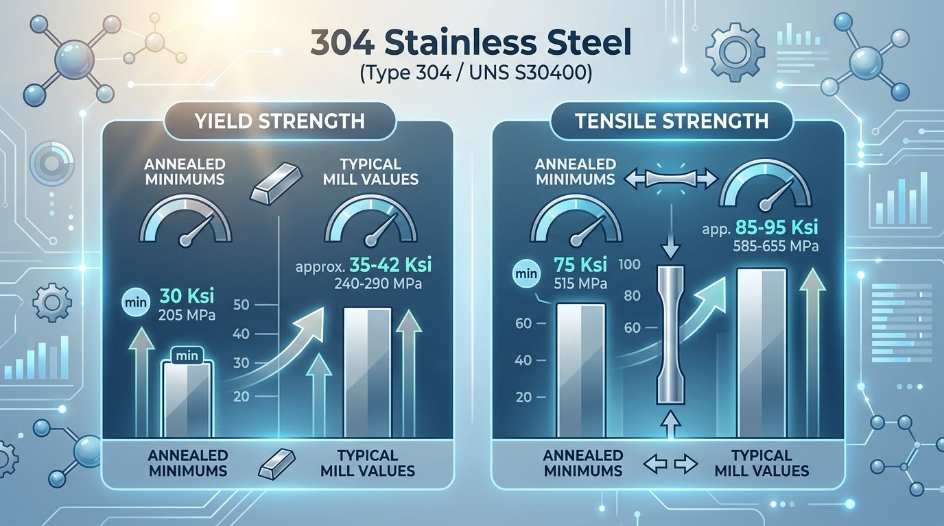 Mechanische eigenschappen van roestvrij staal 304 (vloeigrens versus ...