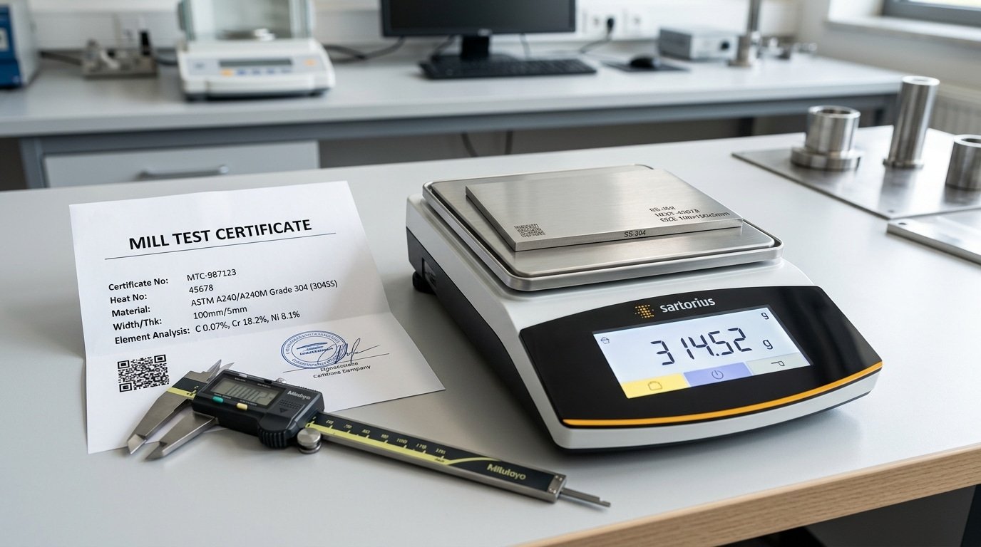 Exact 304 Stainless Steel Density in kg/m³ (With Formula)