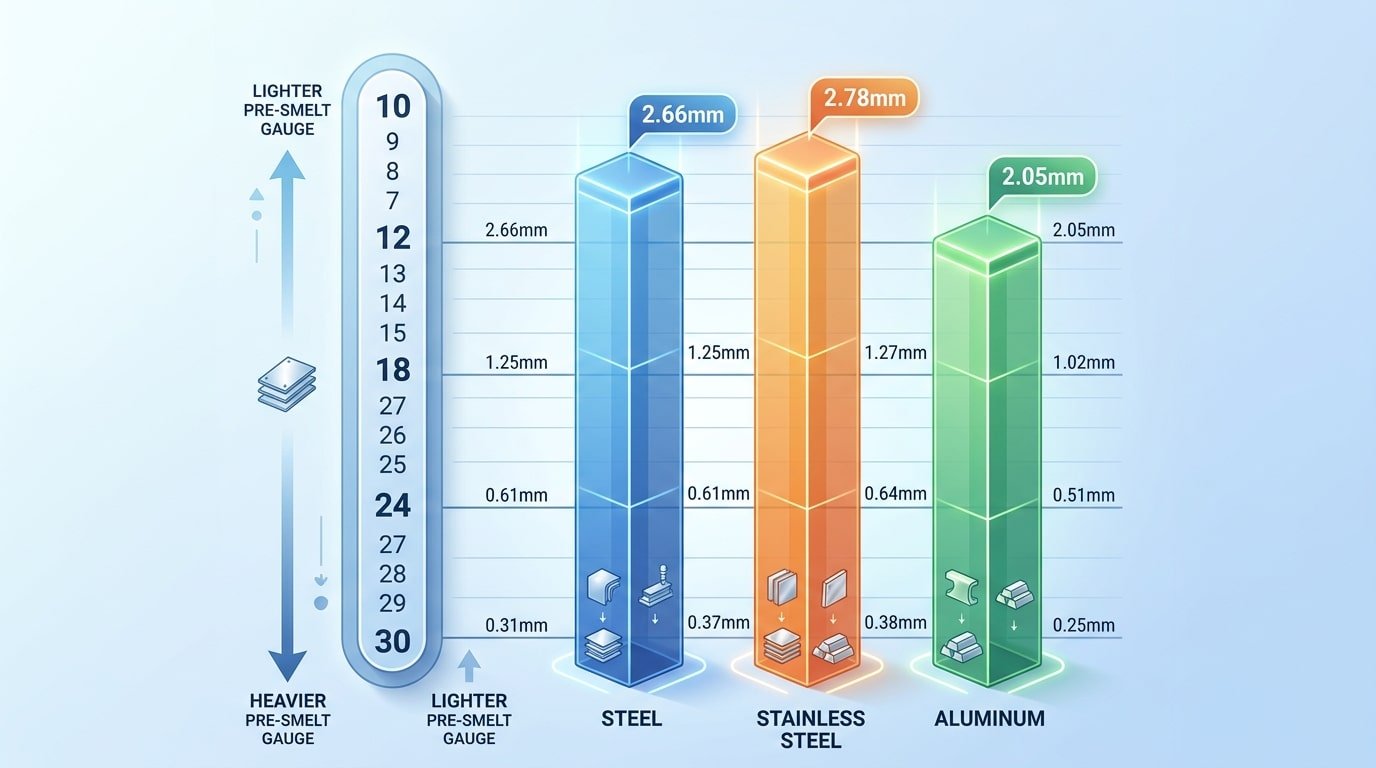 Tabla de espesores de metal estándar (calibre a milímetros)